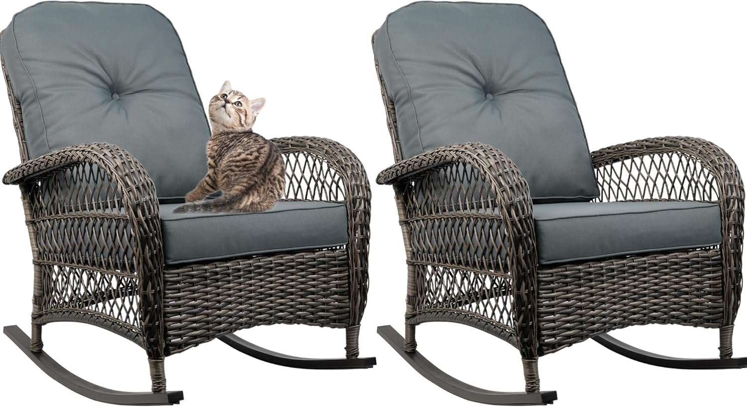 Amazon.com : TXGDPIONEER Outdoor Wicker Rocking Chair, All Weather ...