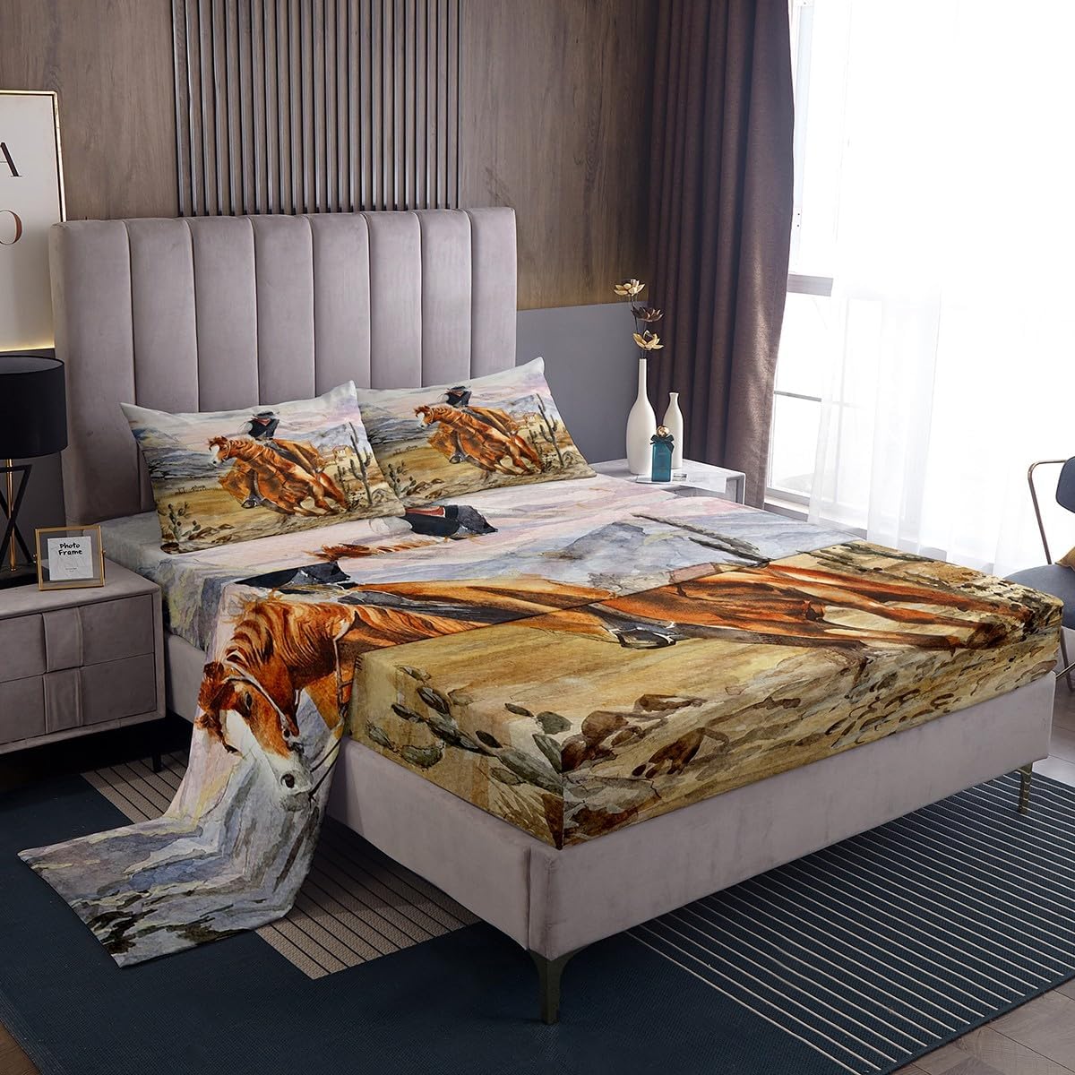 Amazon.com: Western Cowboy Bed Sheets Set King,Rustic Farmhouse Cowboy ...