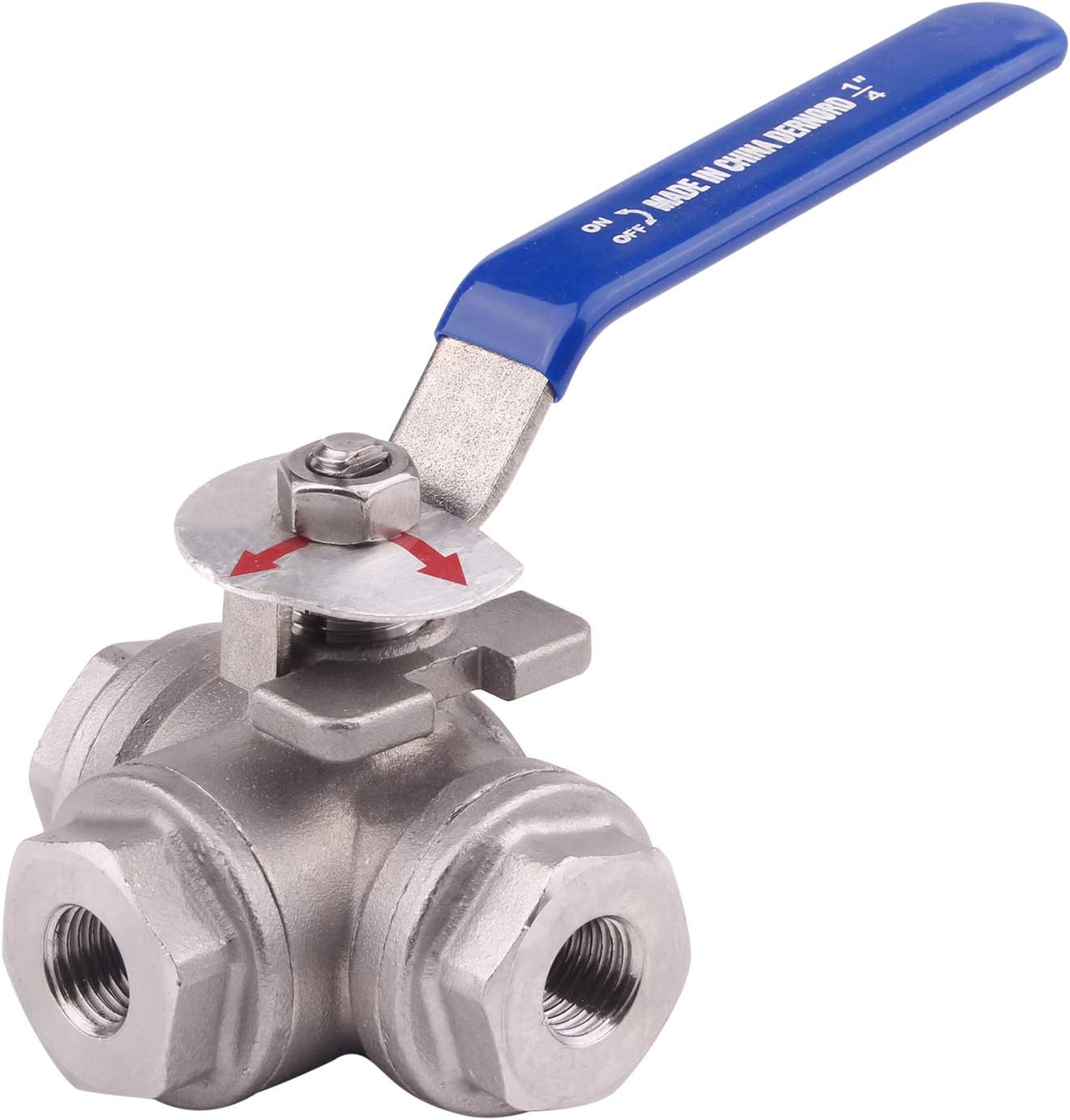 Amazon.com: 3 Way Ball Valve 1/4" NPT Reduce port 3mm Stainless Steel L ...