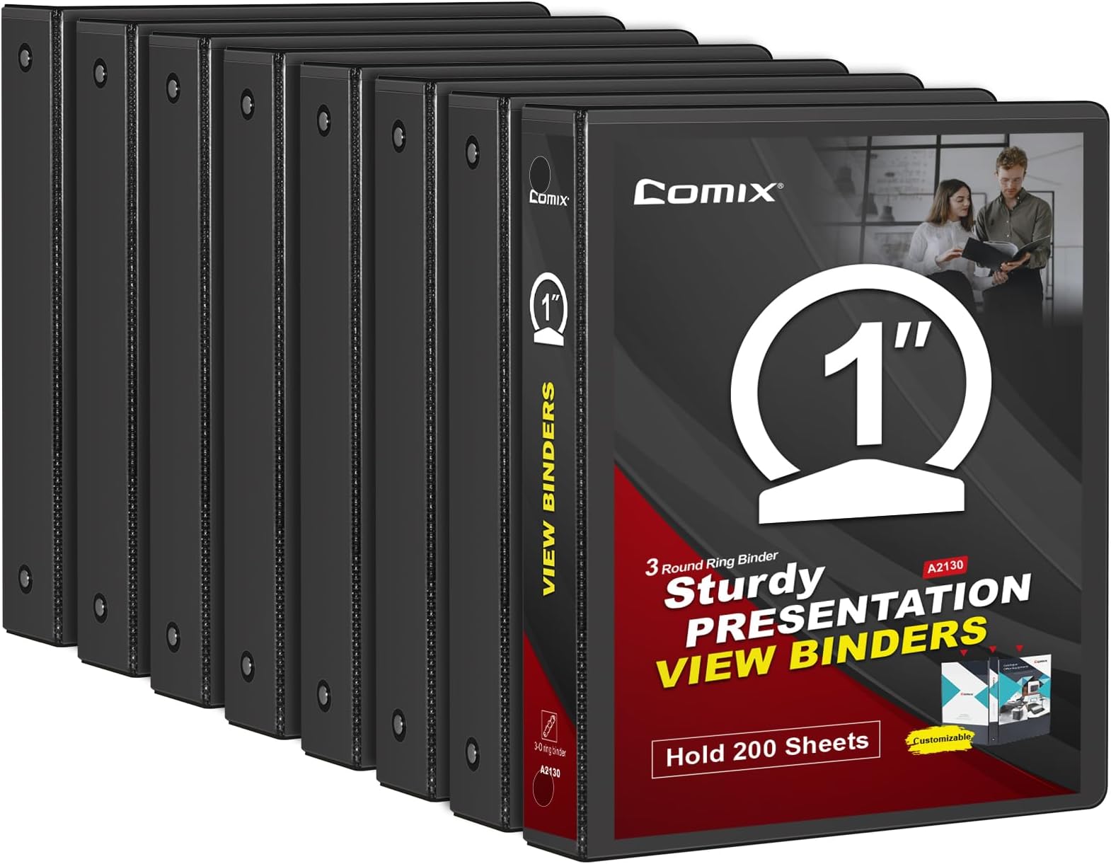 Amazon.com : COMIX Economy 1 inch Binders 3 Ring with Clear View Cover ...