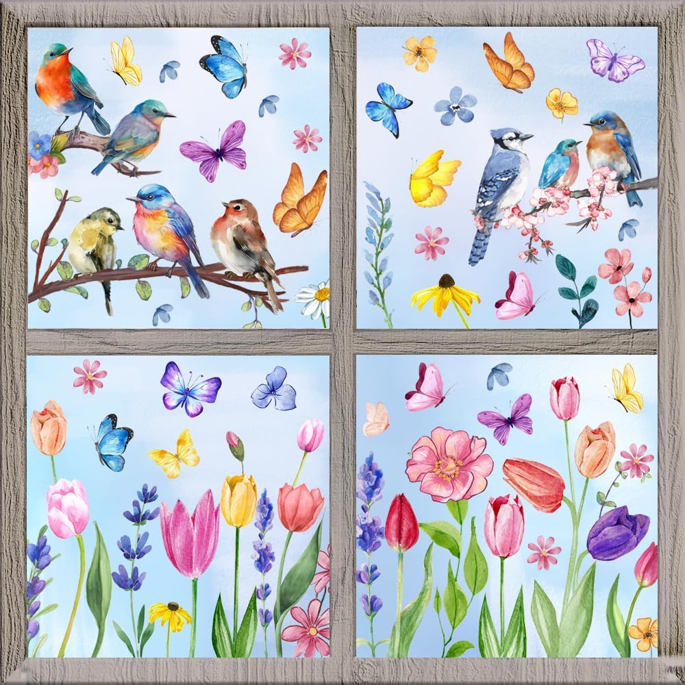Amazon.com: Vibrant Spring & Summer Window Clings - 78 PCS of Butterfly ...