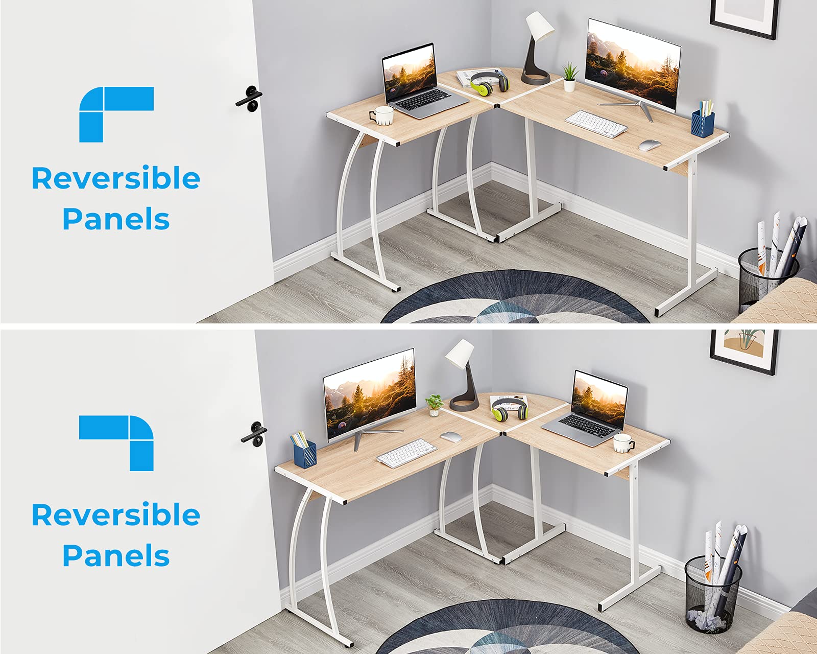 GreenForest L Shaped Gaming Computer Desk 58.1 inch, L-Shape Corner ...
