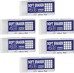 Amazon.com : 6pcs Pencil Erasers 4b Clean Professional Eraser Exam Fine ...