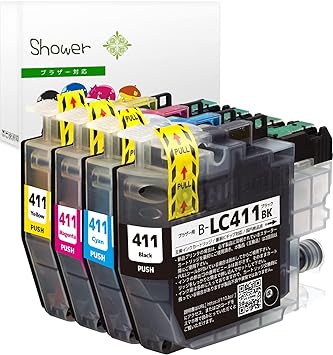 Amazon.co.jp: 【Shower】 LC411-4PK ブラザー(brother)用 LC411 互換インク LC411BK ブラック LC411C シアン LC411M マゼンタ ...