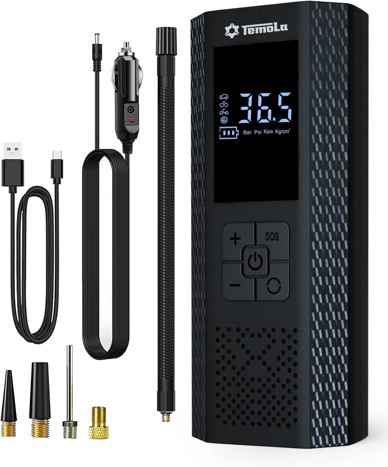 TEMOLA Tyre Inflator Cordless, Rechargeable Battery Air Compressor 150 ...