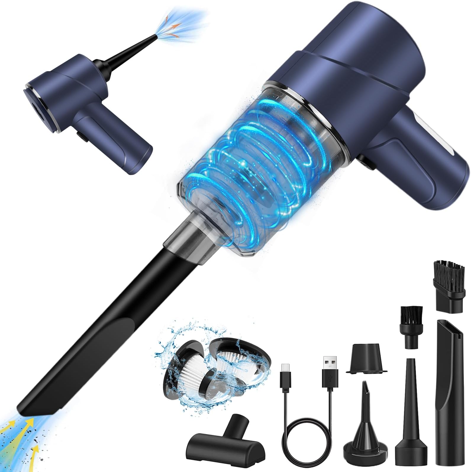 Aspirateur à main, mini aspirateur à main sans fil, 3 en 1 léger, pompe ...