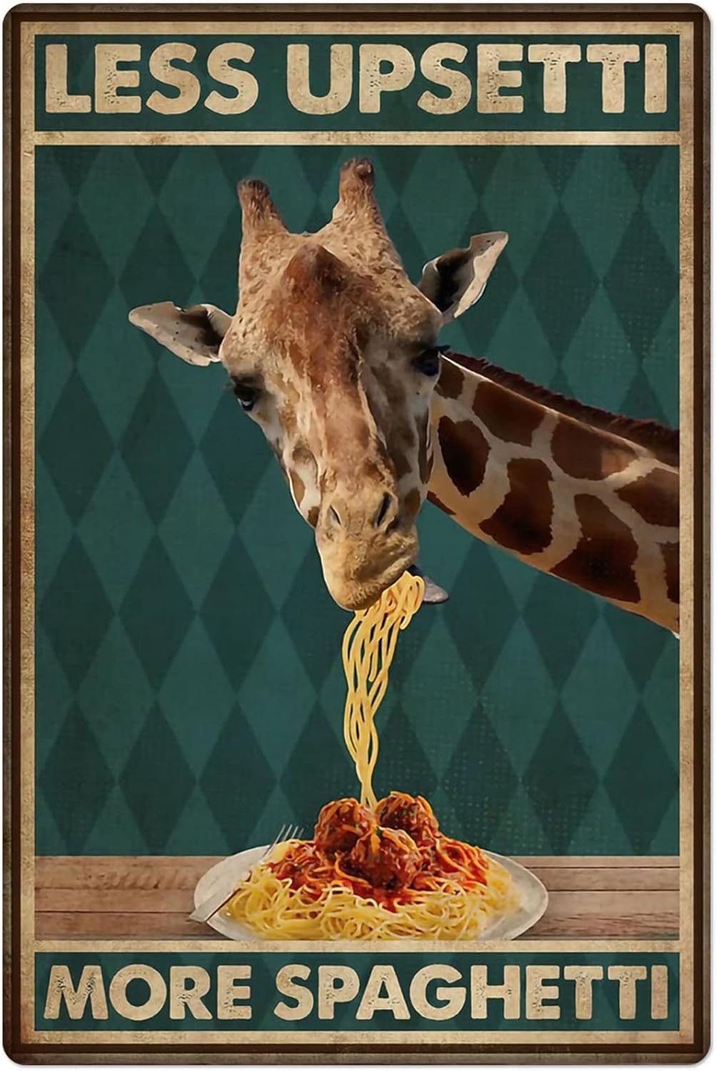 Amazon.com: Snowsun Metal Tin Sign Less Upsetti More Spaghetti Signs ...