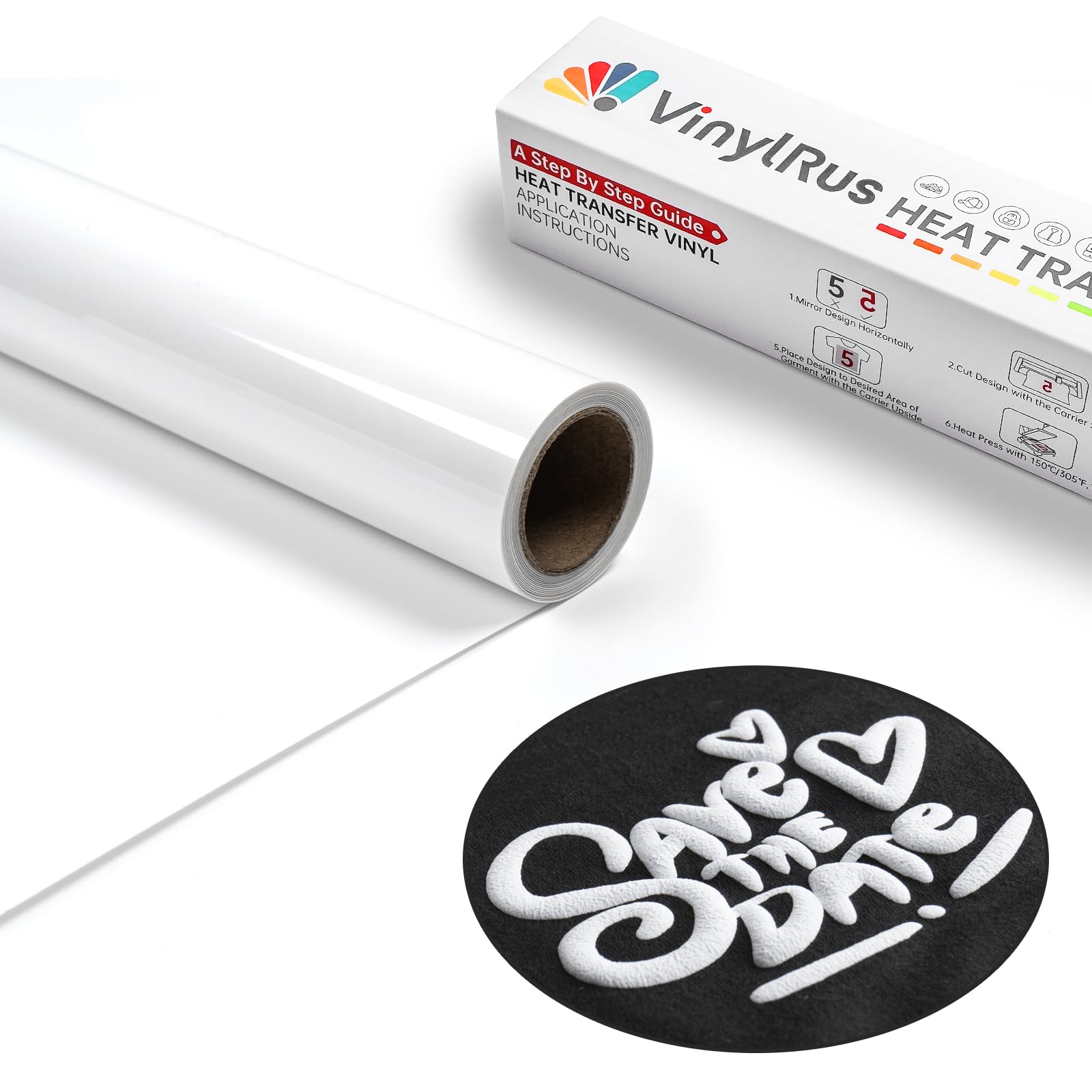 Amazon.com: VinylRus White Puff Vinyl Heat Transfer 3D -12” x 6ft Puff ...