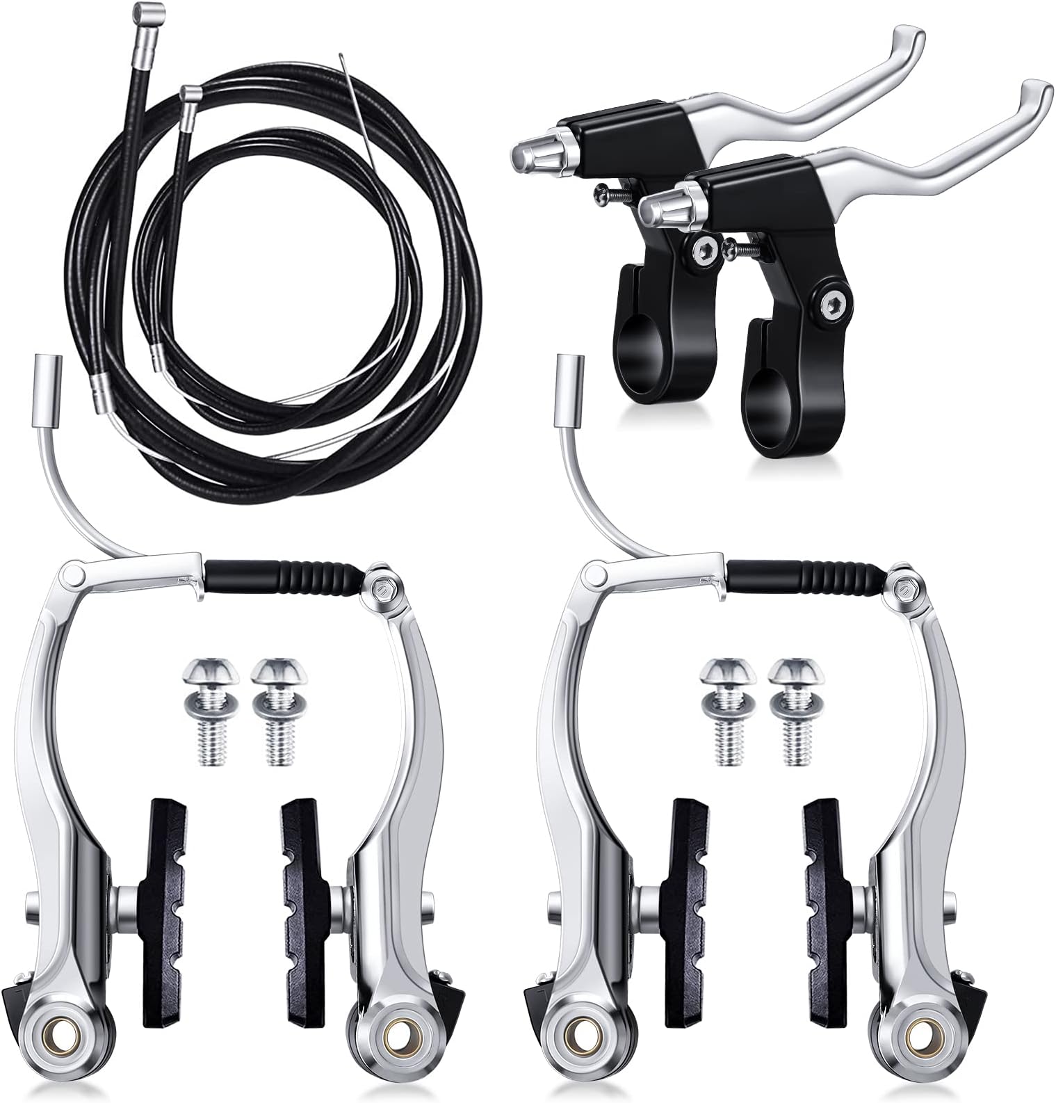 Complete Bike Brake Set, Black Front and Rear Bike MTB Hybrid Brake ...