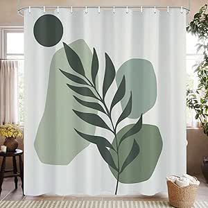 Amazon.com: Abstract Sage Green Shower Curtain, Modern Minimalist Boho Shower Curtain Set, Cute ...
