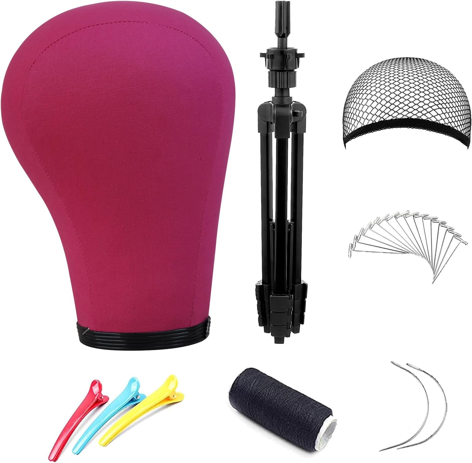 Amazon.com: lucicass Wig Head 22 Inch Canvas Block Head Wig Stand with ...