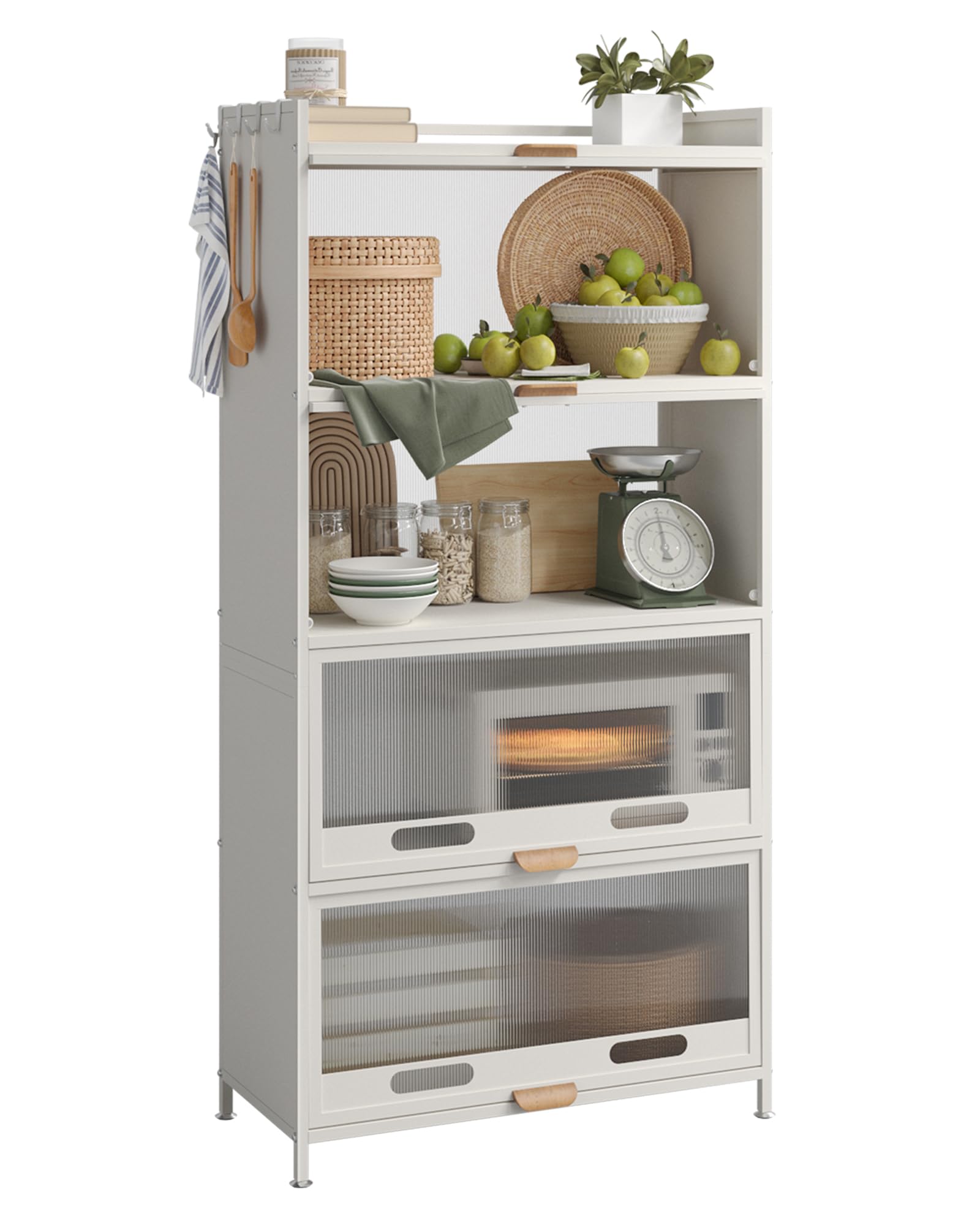 Buy NETEL Kitchen Cupboard,5 Tier Kitchen Cabinets with Wheels and Flip ...