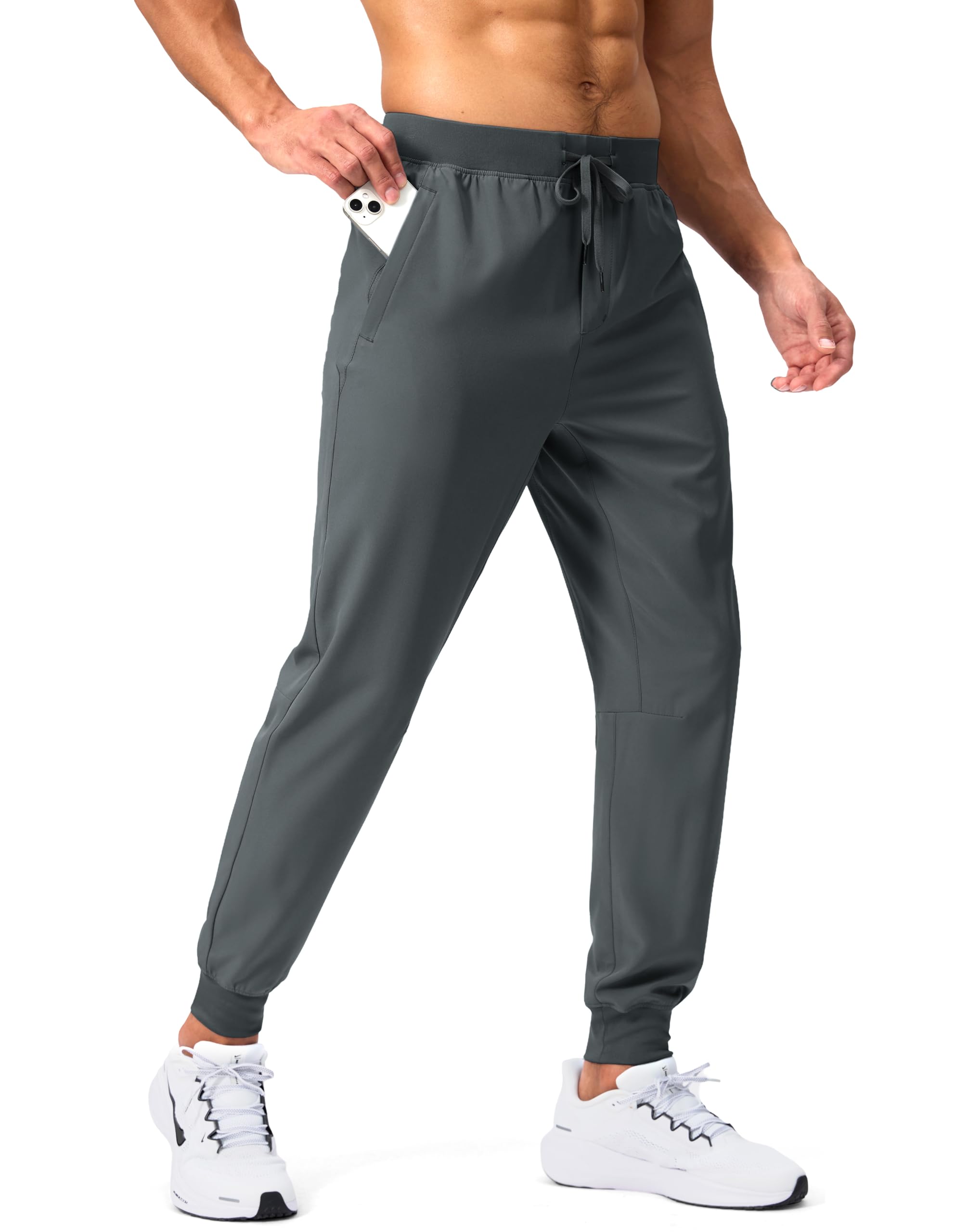 Amazon.com: Pudolla Mens Joggers with Zipper Pockets Lightweight ...
