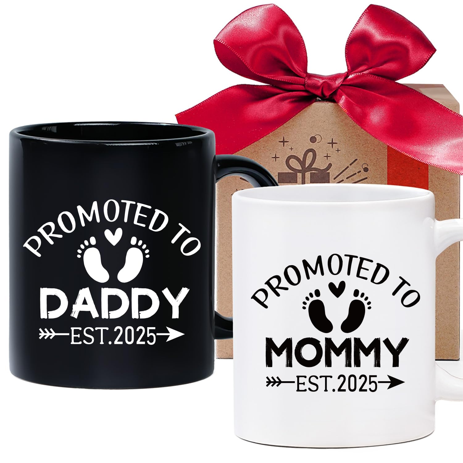 Amazon.com: ZWV Promoted to Parents Daddy Mommy 2025 Mugs, New Mom and ...