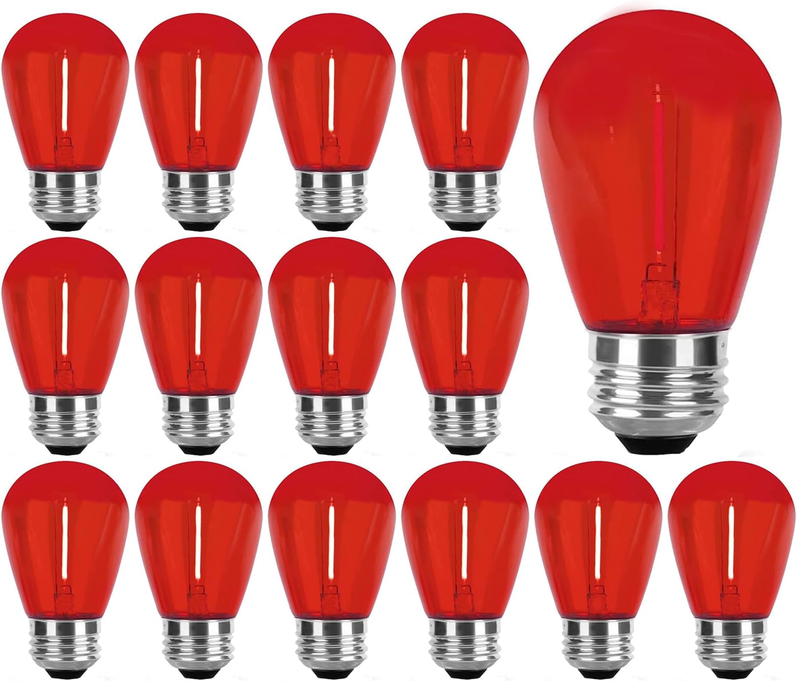 LRSUEYSKIN S14 Red LED Bulbs 1W Shatterproof Plastic Outdoor Indoor ...