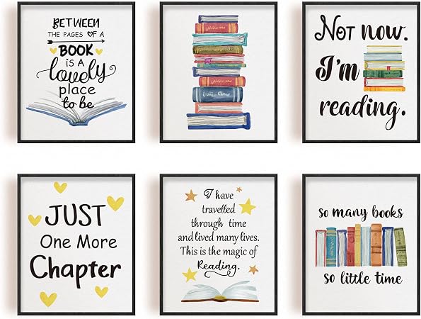INFUNLY Reading Wall Art Prints 6pcs/set Motivational Book Posters for ...