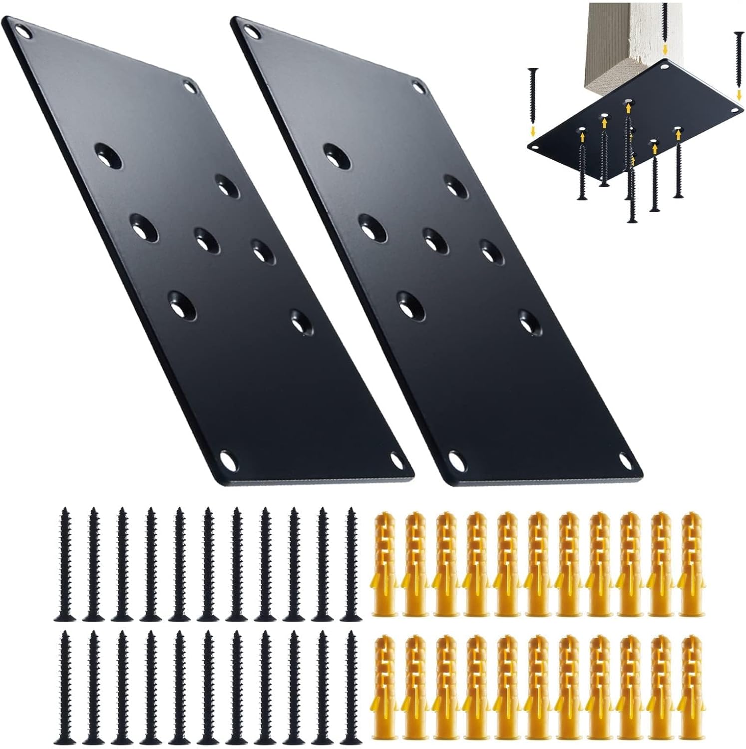 Amazon.com : 2 Pack Straight Steel Flat Plate - Post Anchor Base Top ...