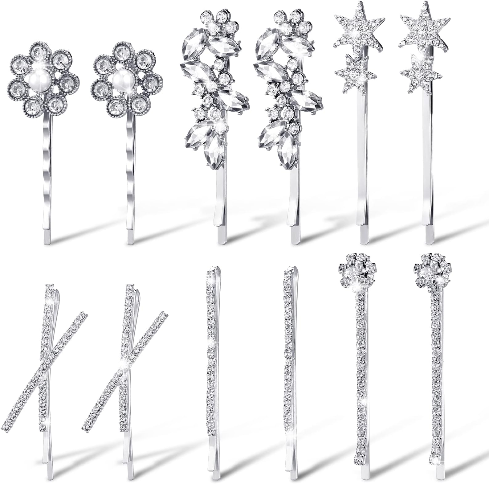 Amazon.com : WILLBOND 12 Pieces Rhinestone Bobby Pins Decorative Fancy ...