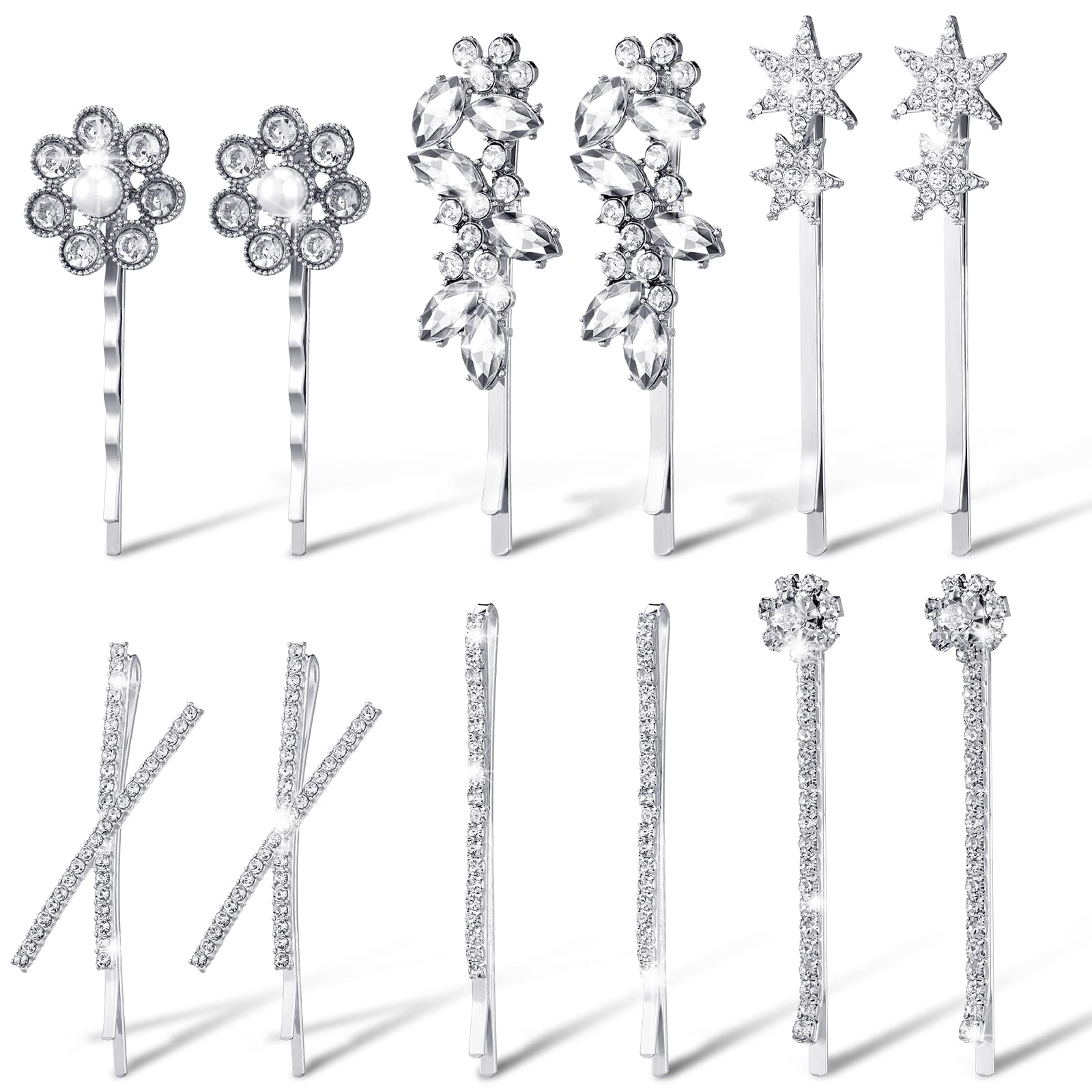 Amazon.com : 12 Pieces Rhinestone Bobby Pins Decorative Fancy Crystal ...