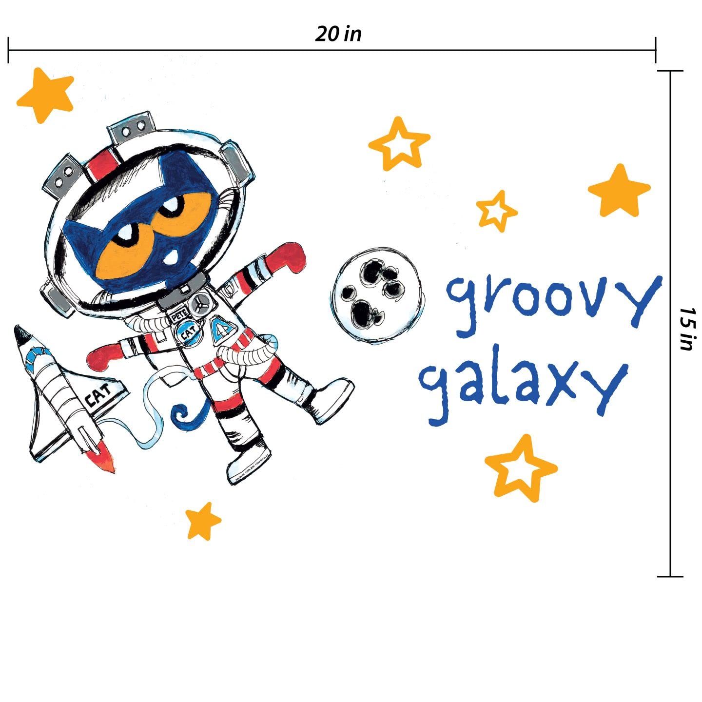 Snapklik.com : Pete The Cat Space Decal Out Of This World Kids Book ...