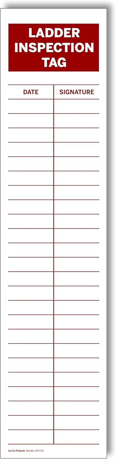 Amazon.com: Ladder Inspection Tag, 8.5 x 2 in. High Visibility Red on ...