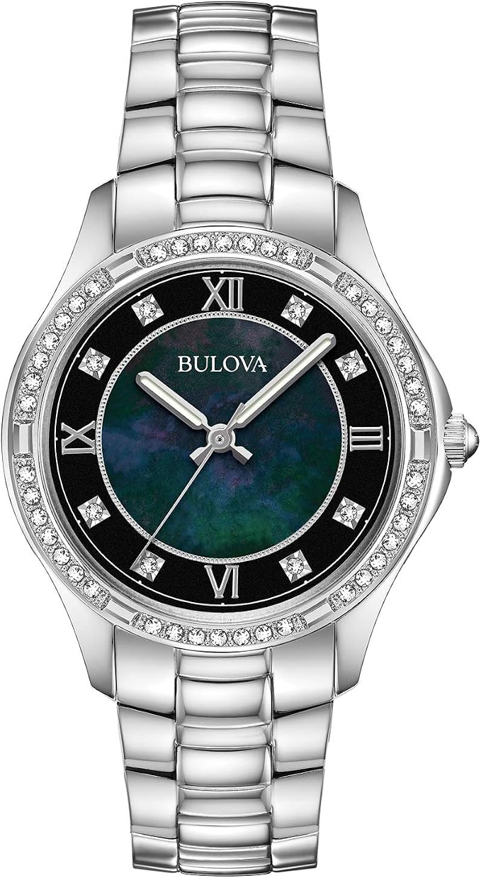 Amazon.com: Bulova Ladies' Classic Crystal Stainless Steel 2-Hand ...