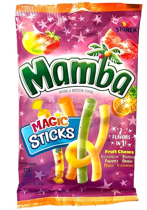 Amazon.com : Mamba, Magic Sticks, Fruit Chews, Candy, 2 Flavors in 1 ...