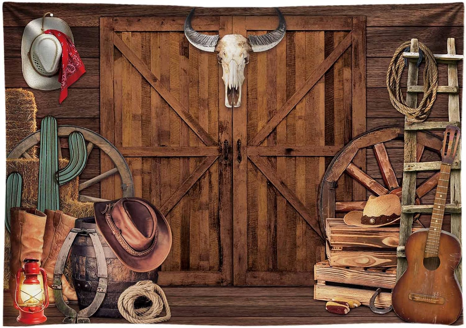 Funnytree 7x5FT Fabric Western Cowboy Theme Backdrop for Photography ...