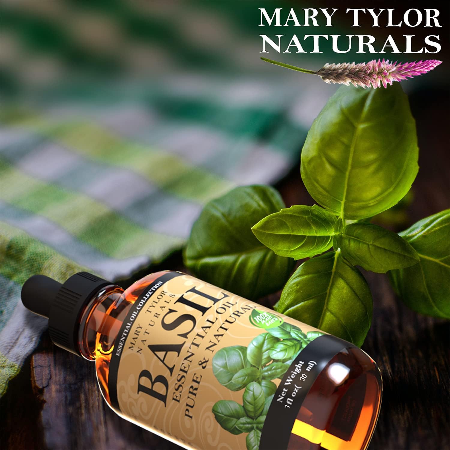 Aceite esencial de albahaca (1 onza), grado terapéutico superior, de la marca Mary Tylor ...