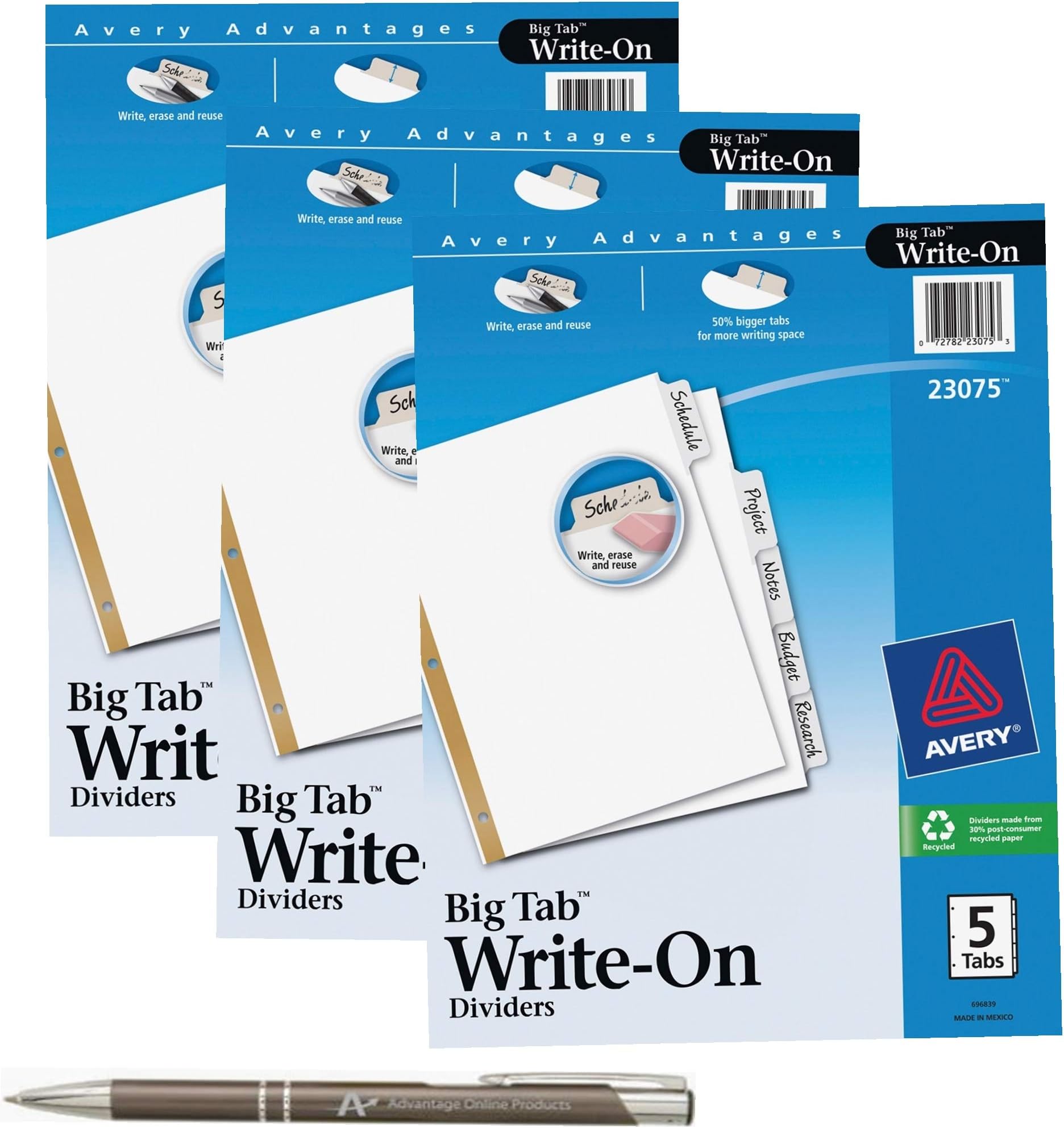 Amazon.com : Avery Big Tab Write & Erase Paper Dividers with Gold ...