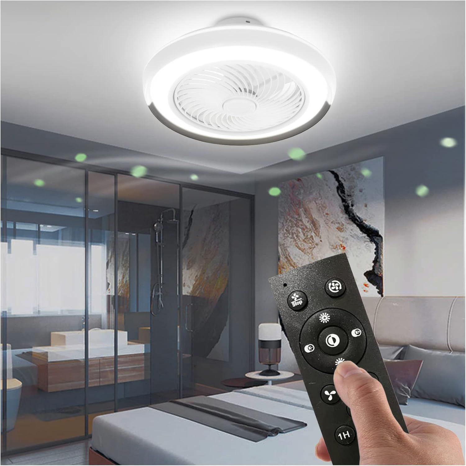 Amazon.com: Low Profile Ceiling Fan with Lights and Remote Control, 20 ...
