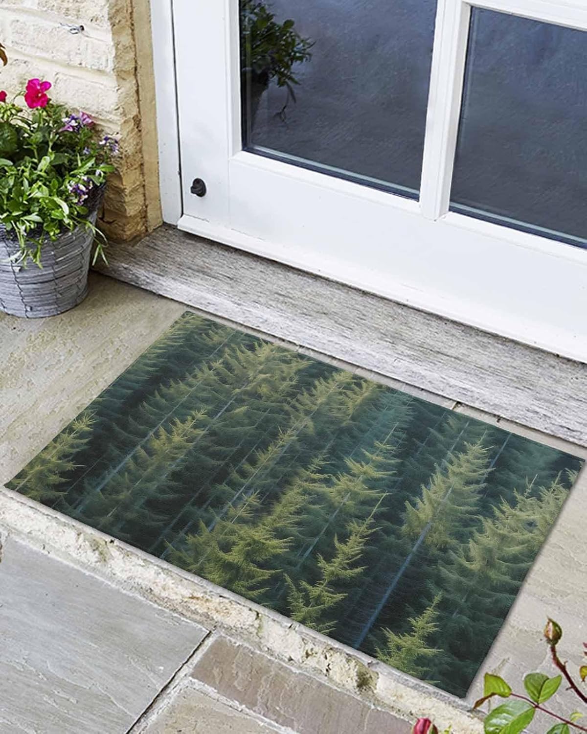 Amazon.com: Front Door Mat Indoor Outdoor Entrance, Summer Forest Pine ...