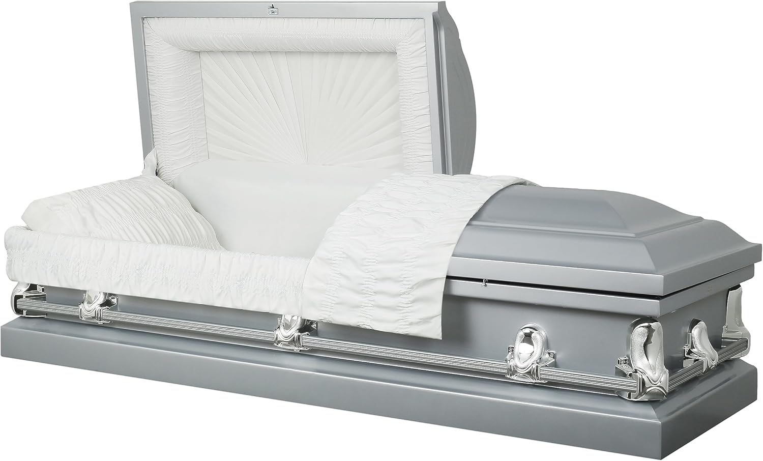 Amazon.com: Overnight Caskets Spartan Funeral Casket Silver with White ...