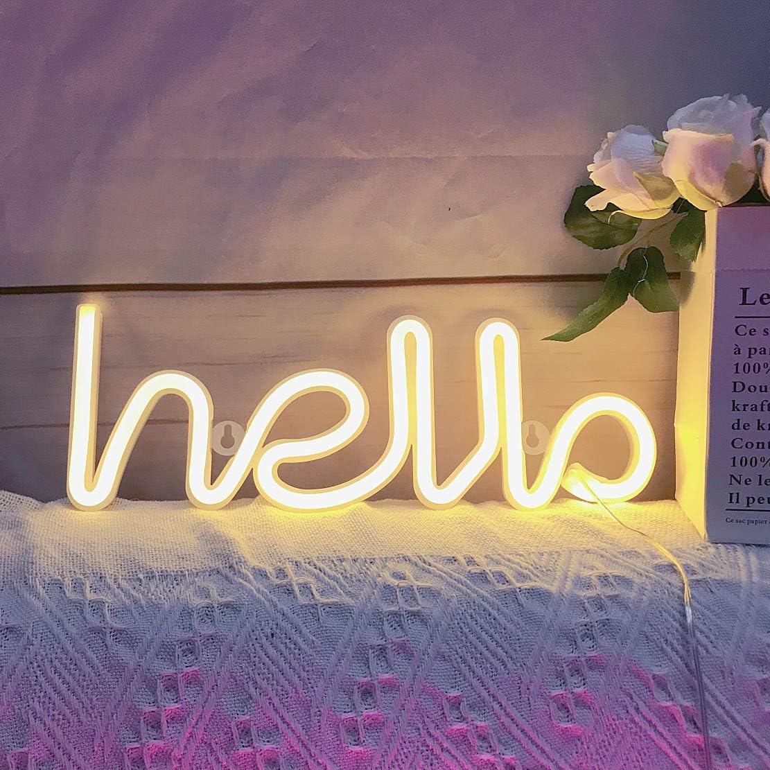 Neon Light,LED Hello Neon Word Sign Neon Letters Light Art Decorative ...
