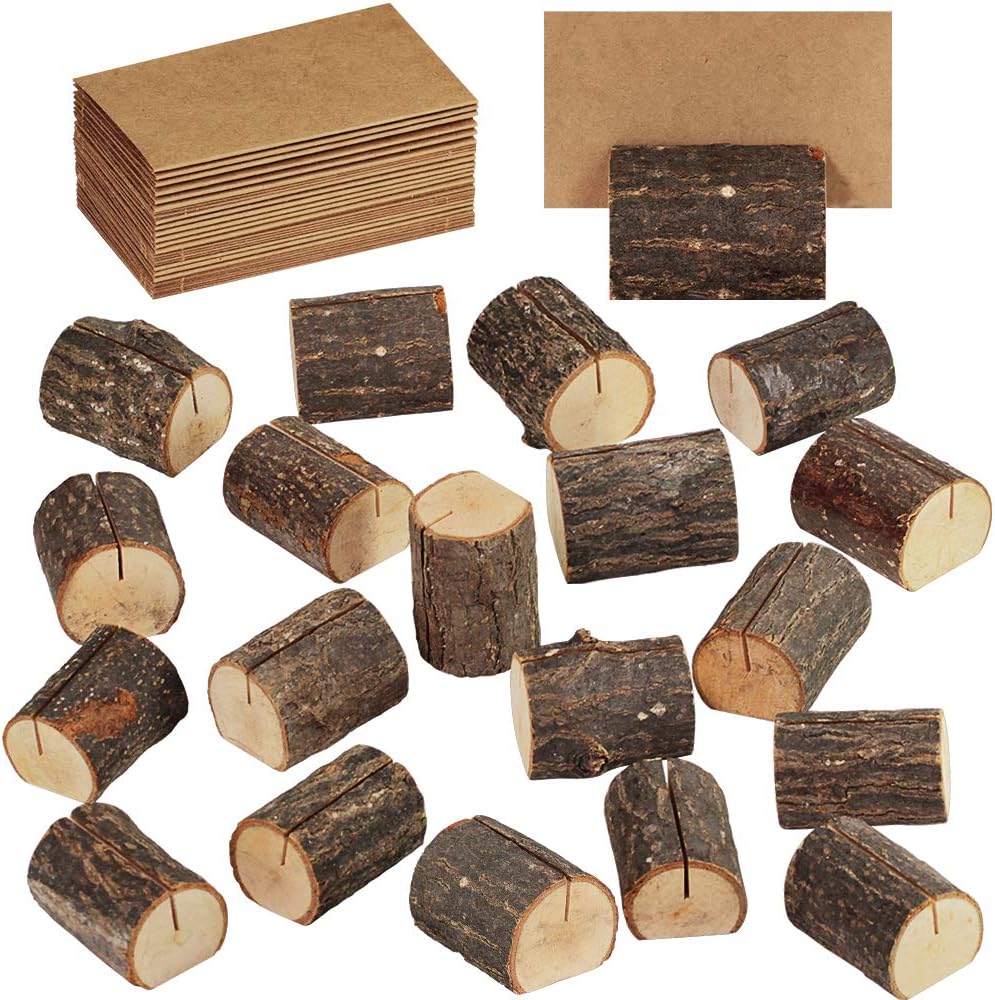 Amazon.com: 30 Pcs Rustic Wood Place Card Holders Circular Table ...