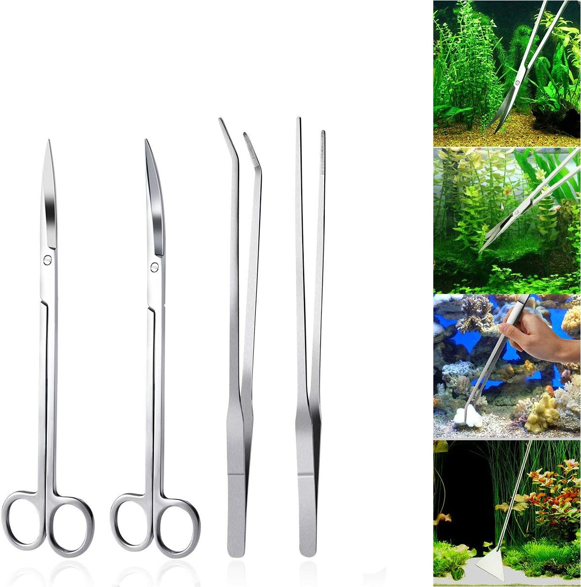 Amazon.com: Saim Stainless Steel Aquarium Scissors Tweezers Tools Set 4 ...