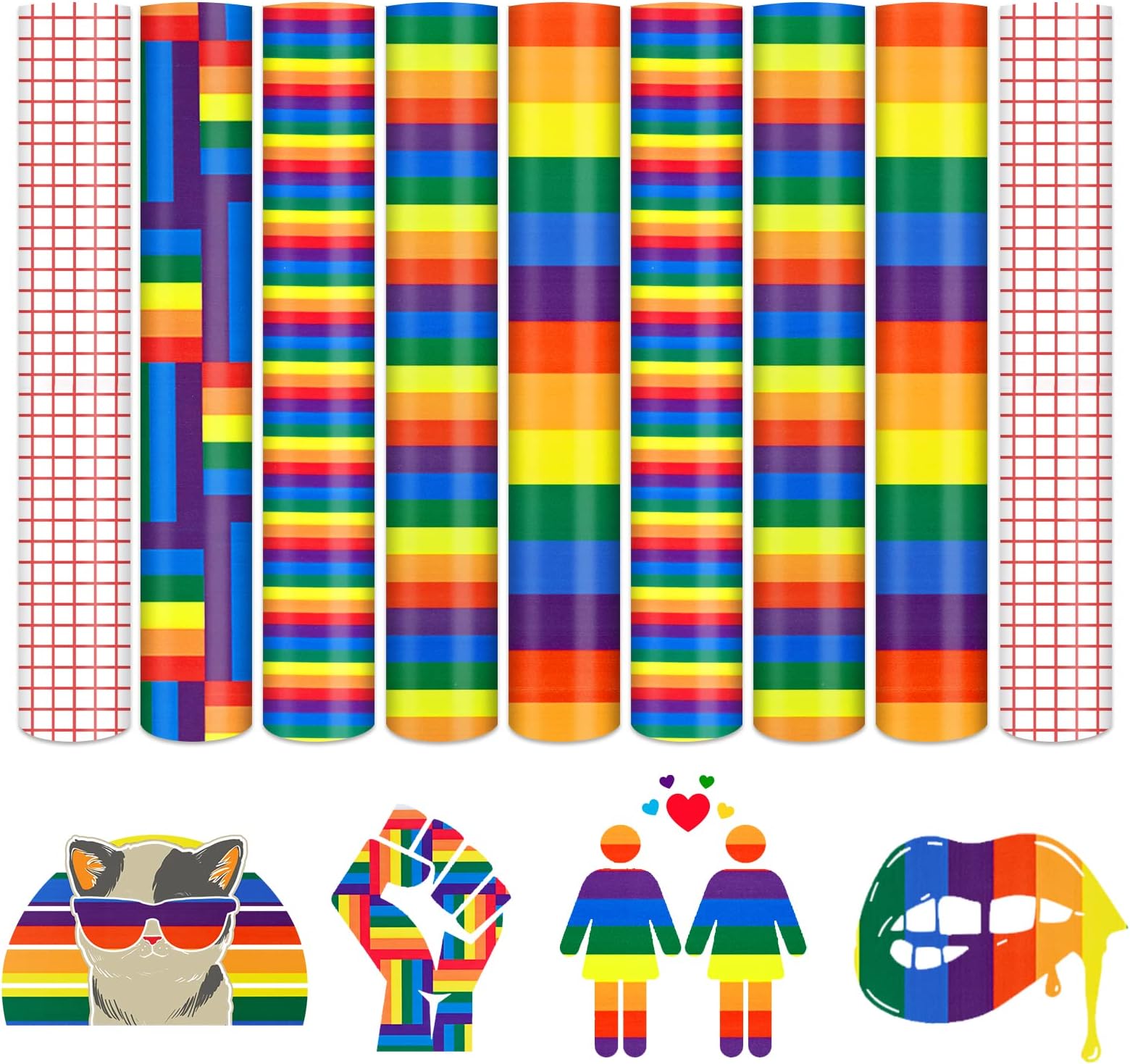 Amazon.com: Tintnut LGBT Permanent Vinyl - 7 Sheets 12"x10", Rainbow ...