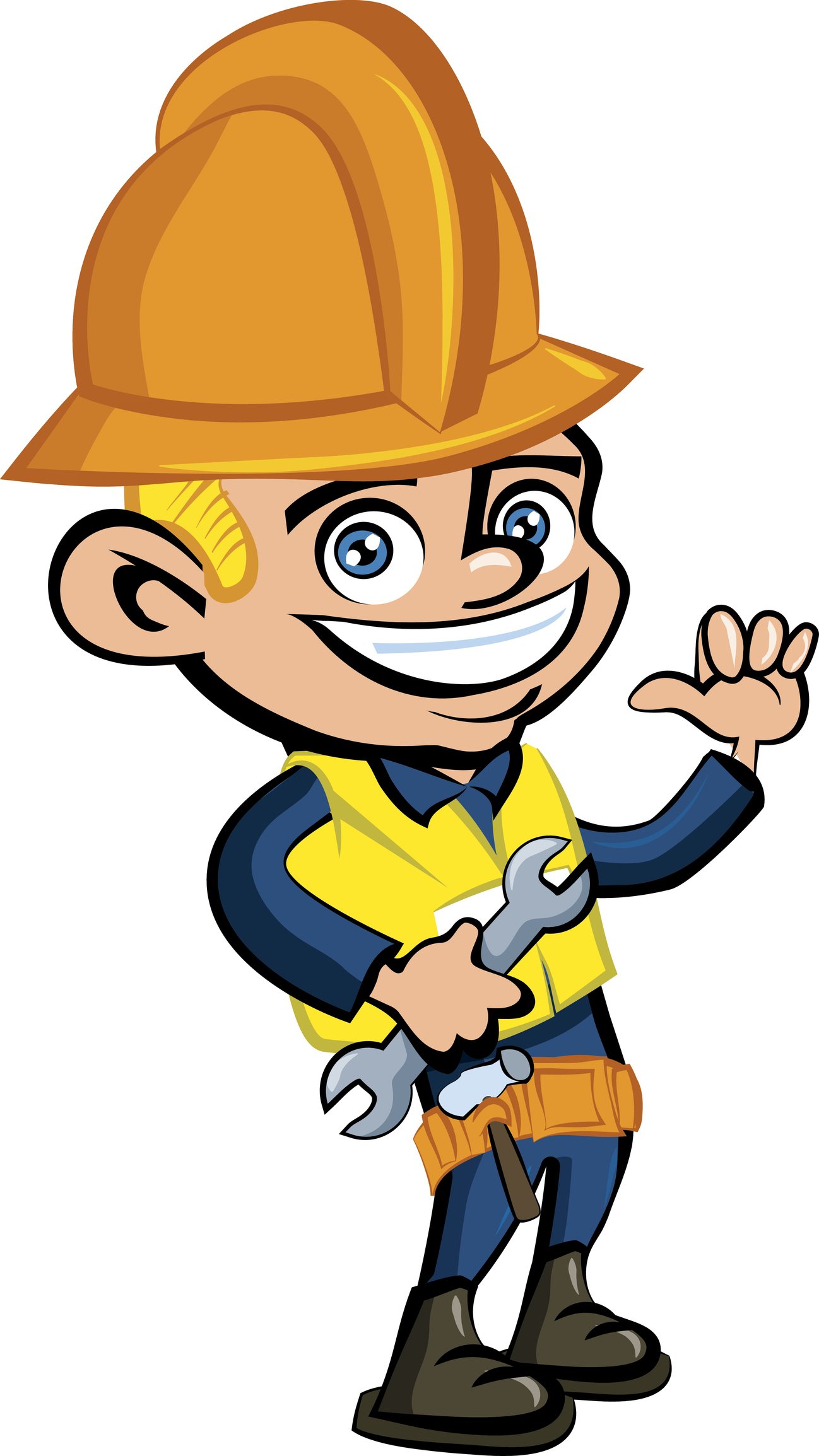 Happy Construction Workers Cartoon