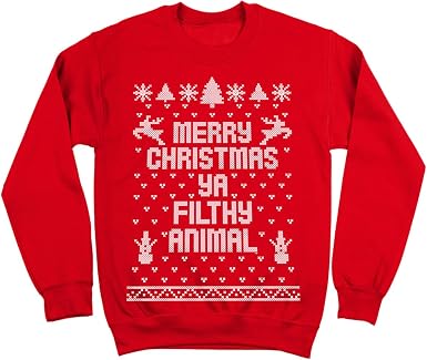 Amazon.com: Merry Christmas Ya Filthy Animal Ugly Christmas Sweater ...