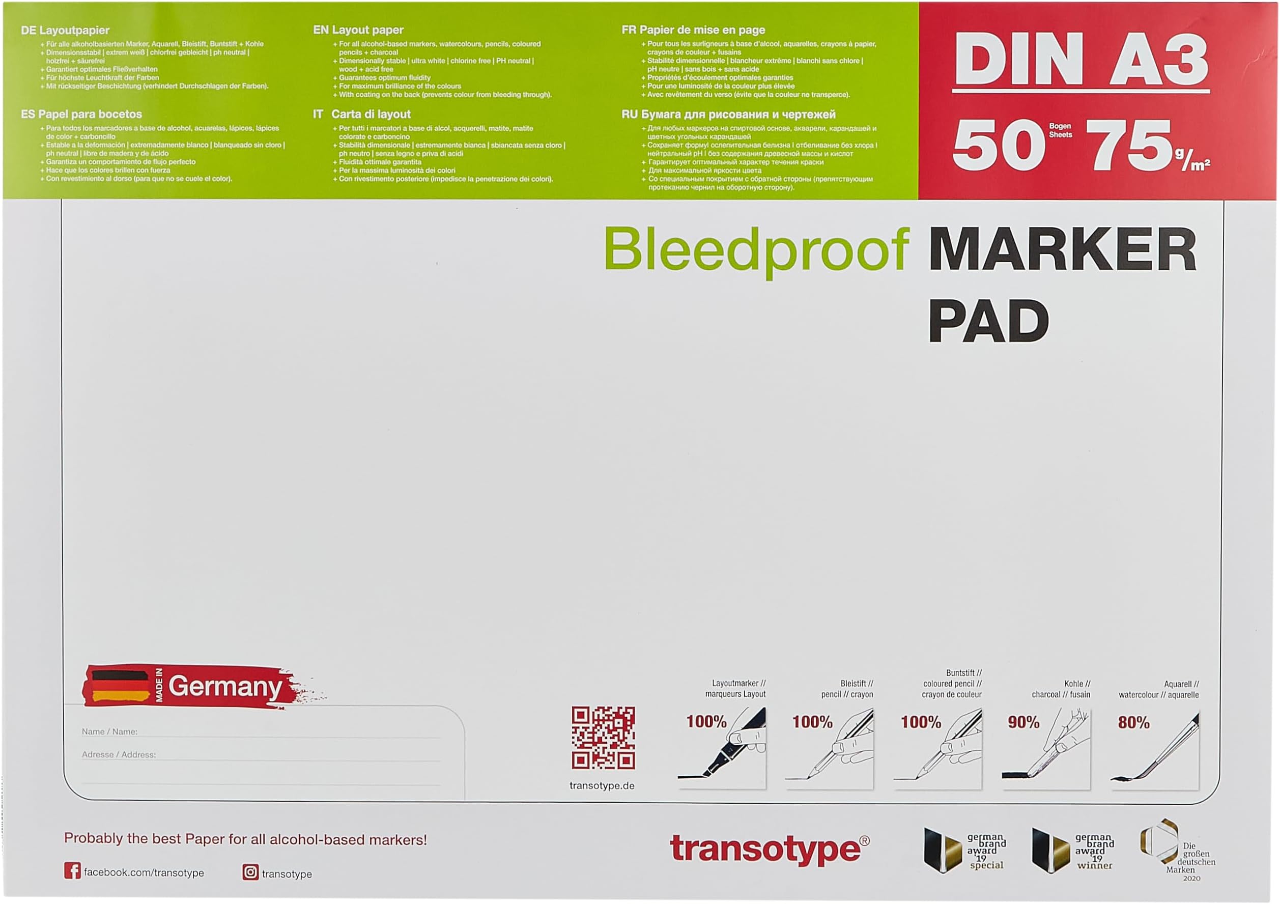 Transotype A3 Layout Pad - 50 Sheets : Amazon.co.uk: Home & Kitchen