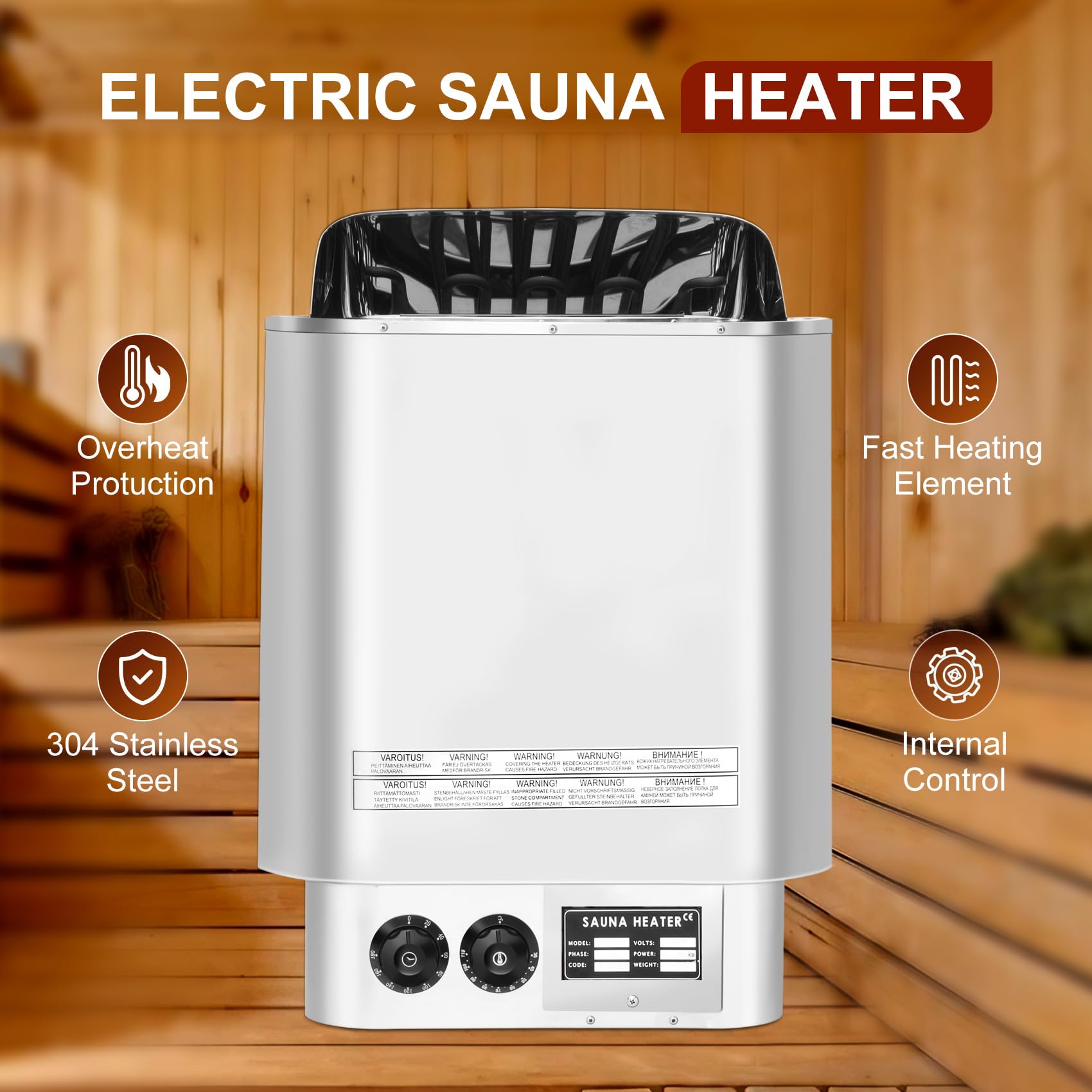 Snapklik.com : 6KW 220V Sauna Heater, Stainless Steel Electric Sauna ...
