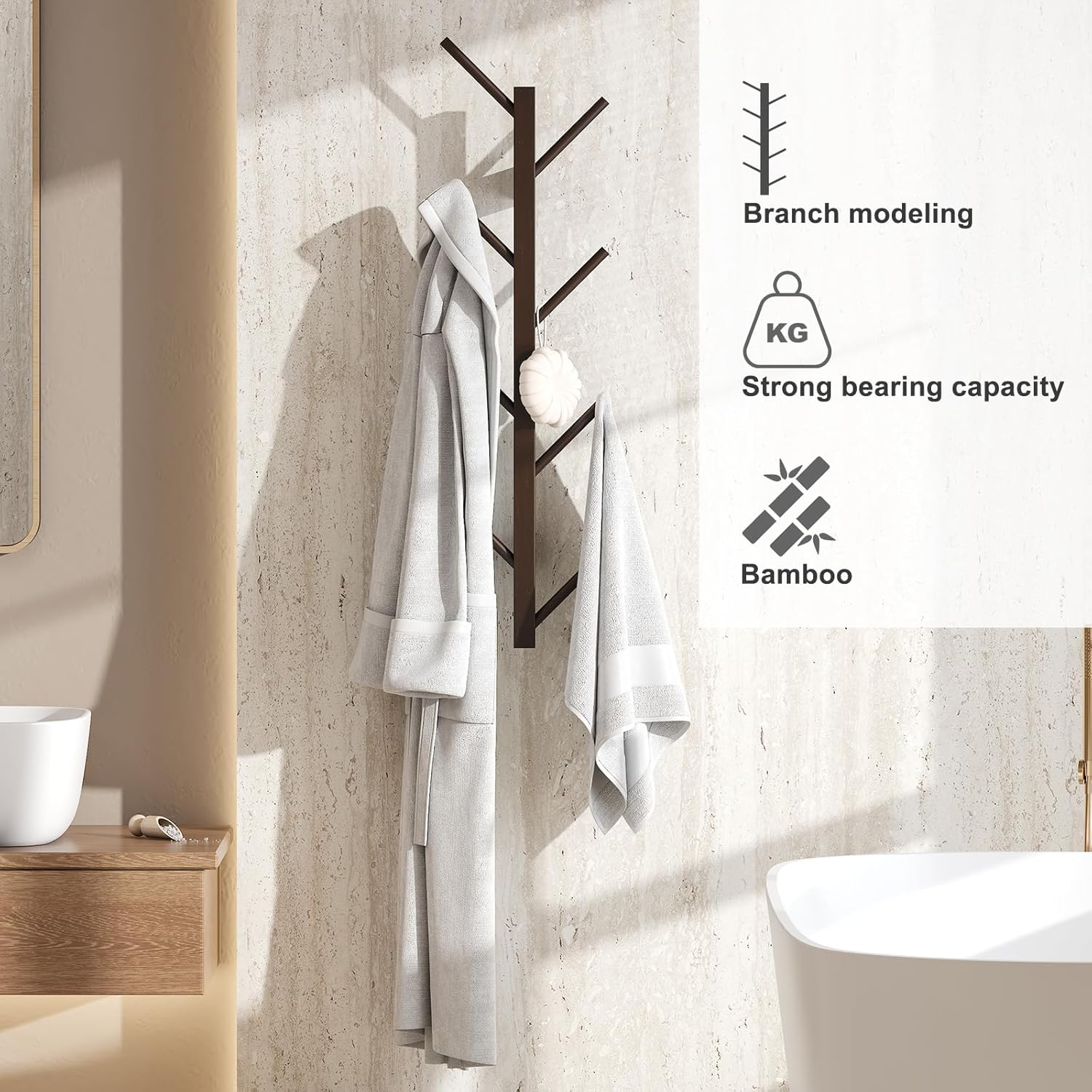 Perchero montado en la pared con 8 ganchos, perchero para pared, diseño ...