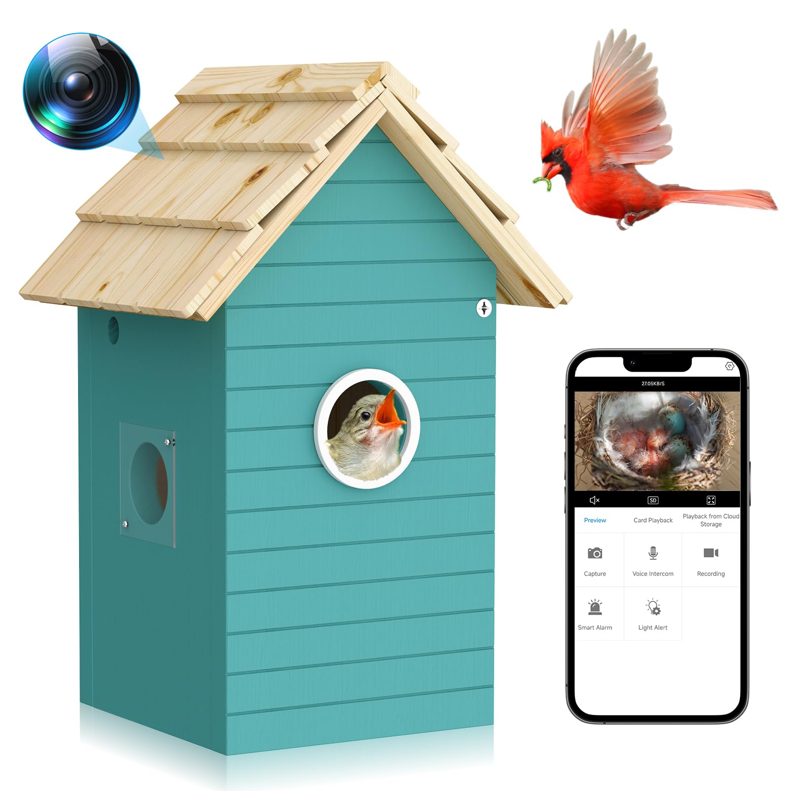 Amazon.com: Smart Bird House with Camera, 3MP HD Wired Bird Nest Camera ...