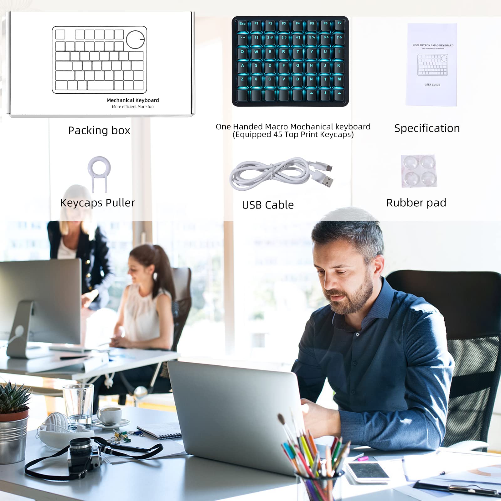 Snapklik.com : Single-Handed Macro Mechanical Keyboard, Blue LED ...