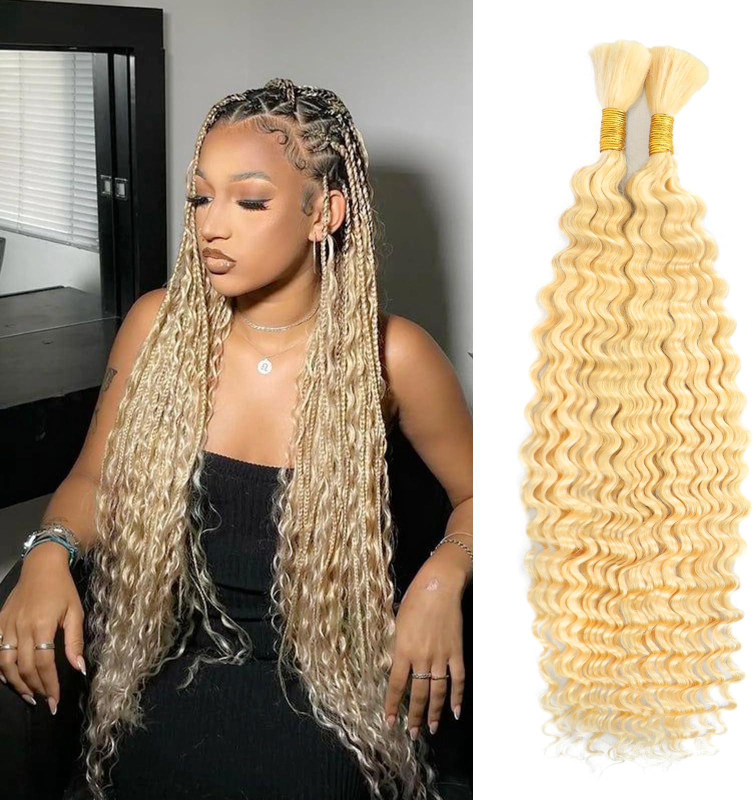 Amazon.com : Toniola Human Braiding Hair Deep Wave Bulk Human Hair for ...