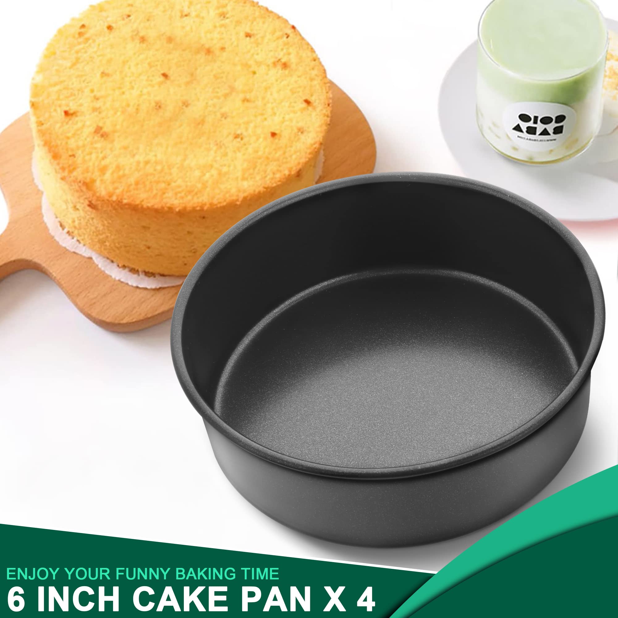Snapklik.com : 6 Inch Cake Pan, 4-Piece Nonstick Round Cake Baking Pans ...