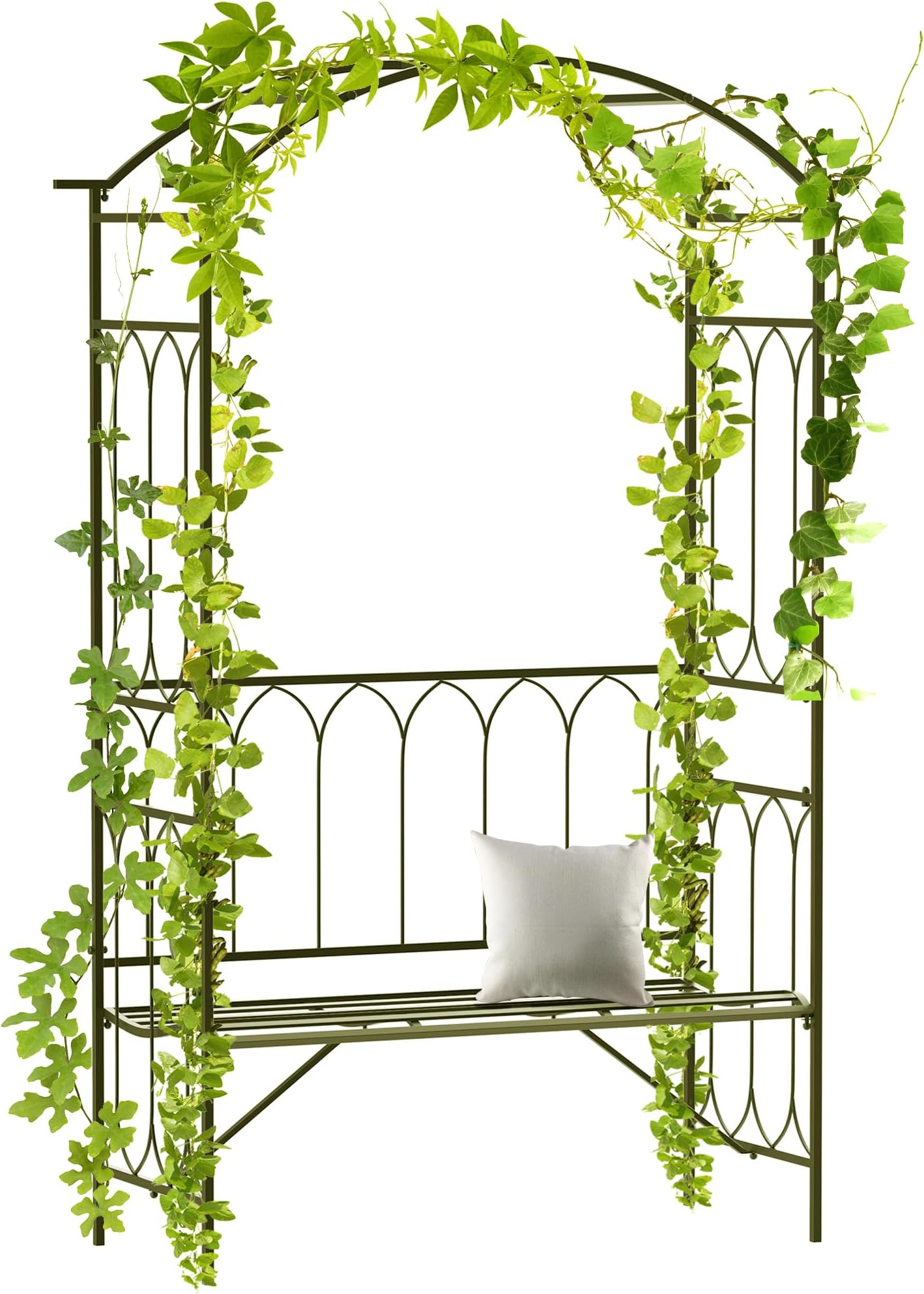 Amazon.com: NRNQMTFZ Garden Arch with Bench,Metal Trellis Arbor Arch ...