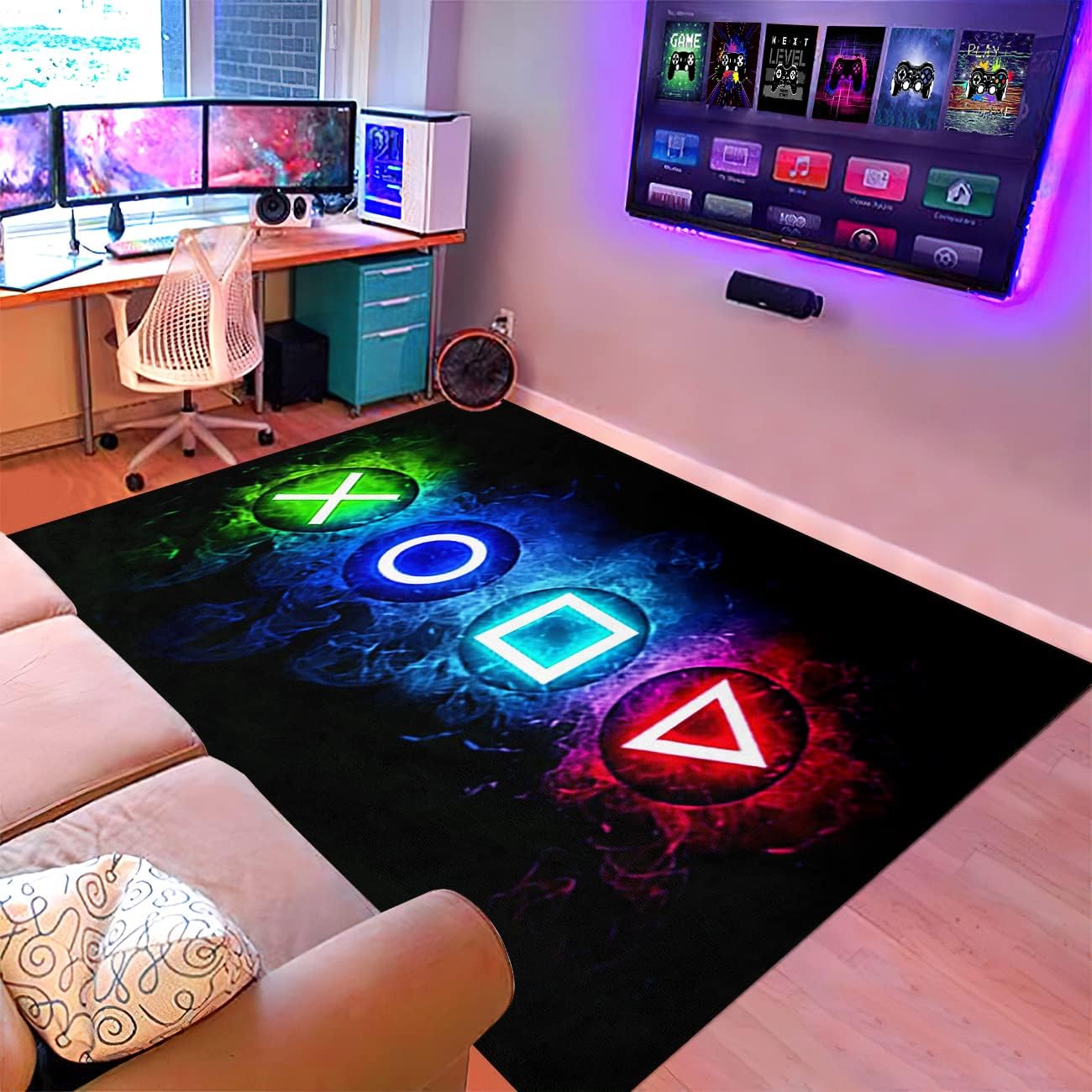Amazon.com: Video Game Controller Gamepad Home Decor Printed Large Area ...