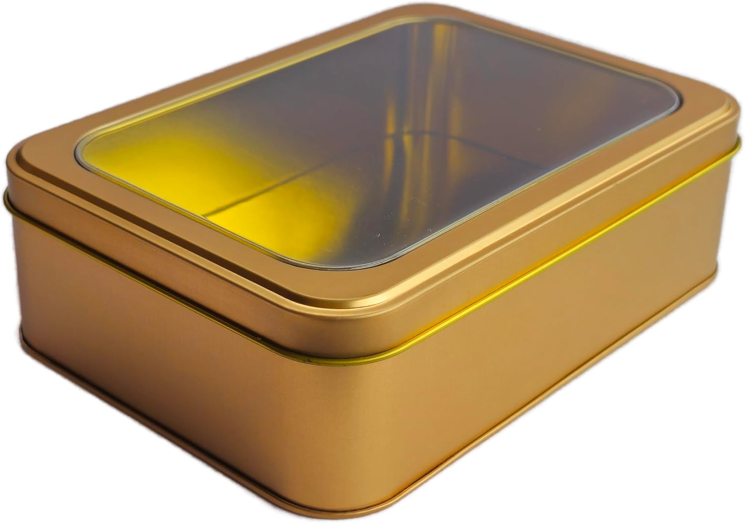 Amazon.com: hadaaya Gold Metal Tin Box With Clear Lid – Multipurpose ...