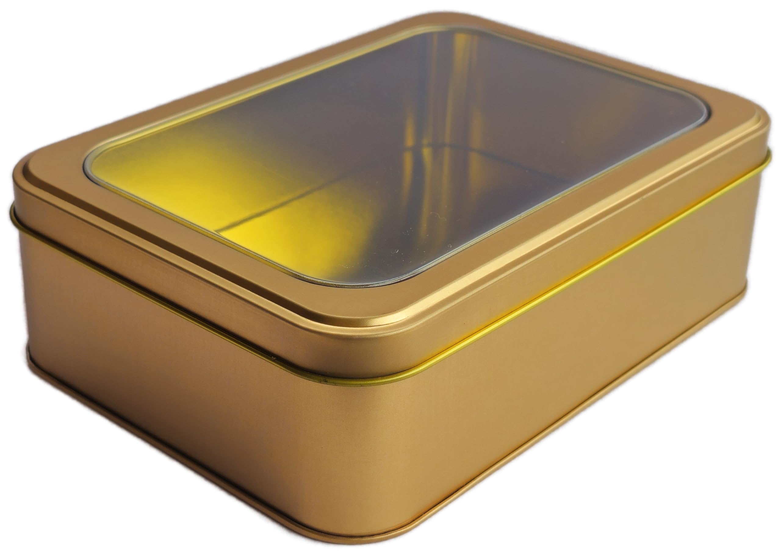 Amazon.com: hadaaya Gold Metal Tin Box With Clear Lid – Multipurpose ...
